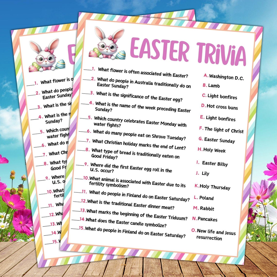 Printable Easter Trivia Game, Easter Party Games, Easter Trivia Games ...