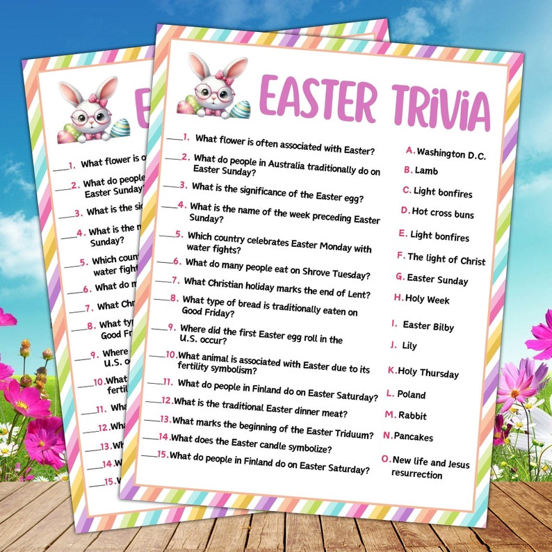Printable Easter Trivia Game, Easter Party Games, Easter Trivia Games ...