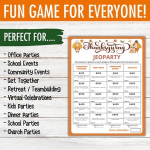 Thanksgiving Game Jeopardy, Printable Thanksgiving Trivia Game ...