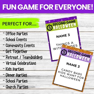 Halloween 5 Second Game | Printable Halloween Game | Halloween Activity ...