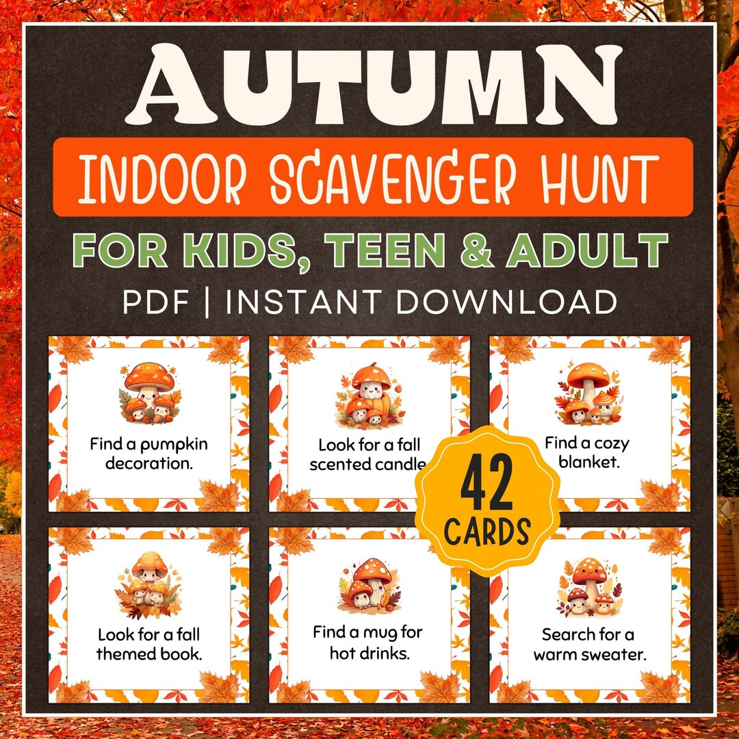 Autumn Indoor Scavenger Hunt | Printable PDF | Kids, Teens, Adults - Etsy