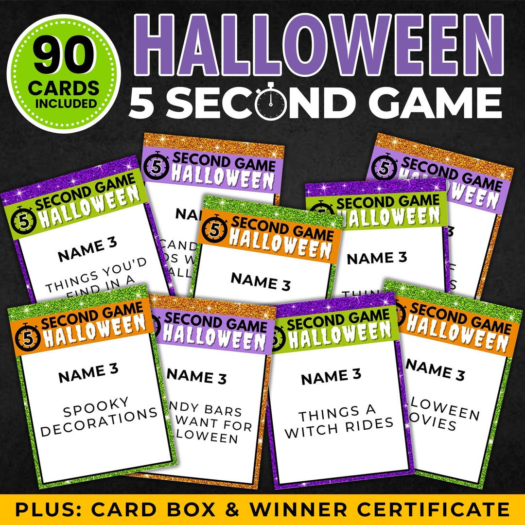 Halloween 5 Second Game | Printable Party Game (digital Download) - Etsy