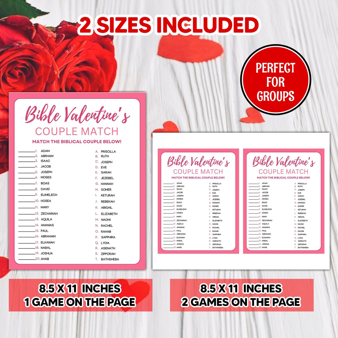 PDF Bible Couples Match Game, Marriage Bible Game, Valentine Bible ...