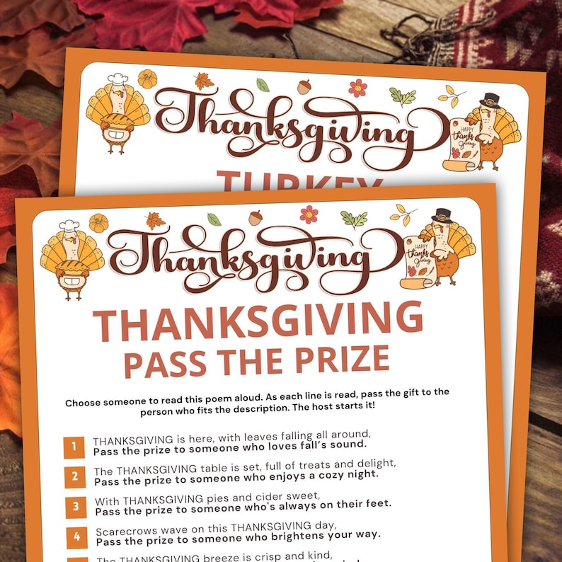 Thanksgiving Pass the Prize Game, Fall Family Activity (printable) - Etsy