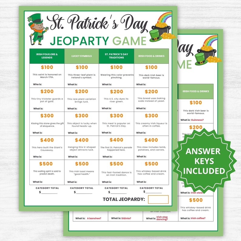 St Patricks Day Jeopardy, St Patricks Day Game. Patricks Day Trivia ...