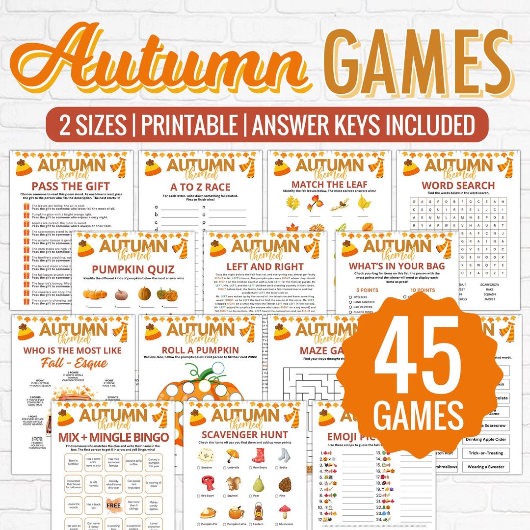 Fall Games MEGA Bundle, 45 Autumn Activities (printable) - Etsy
