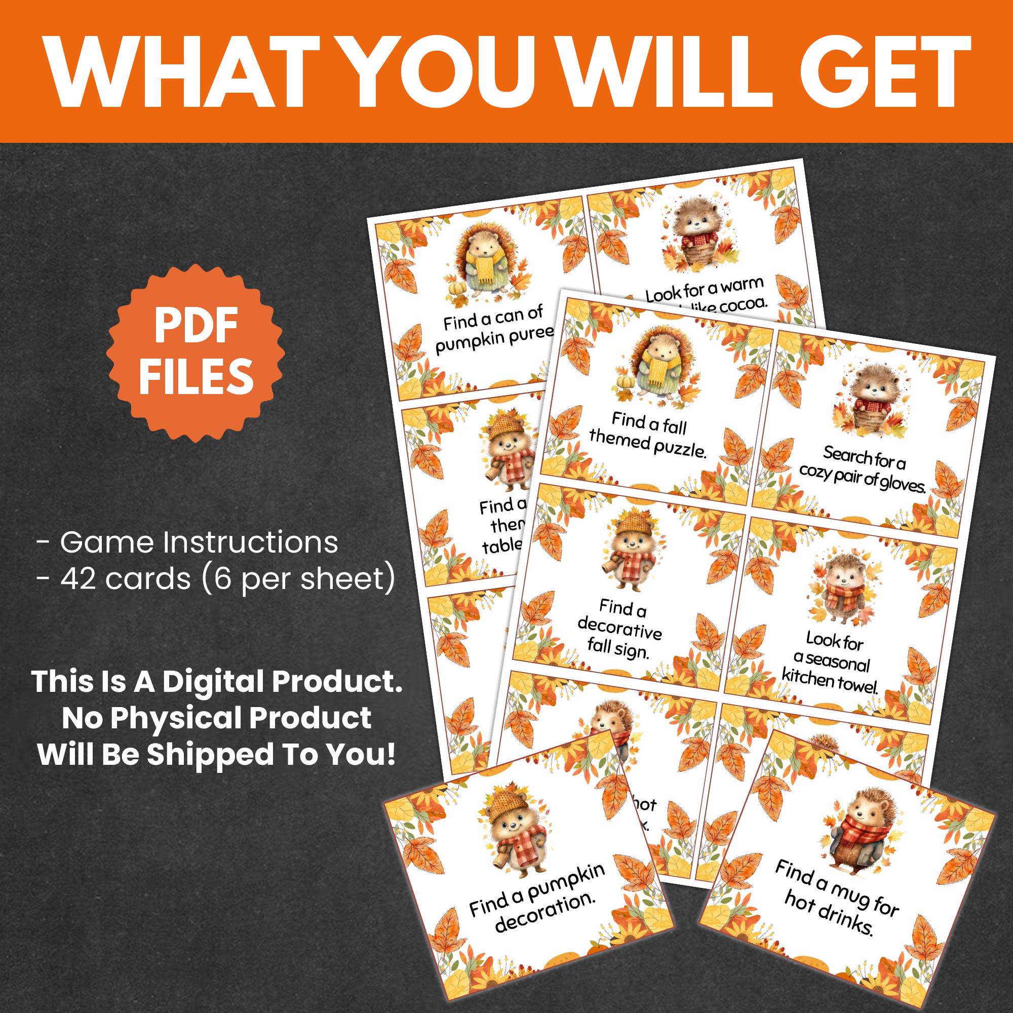 Fall-themed Indoor Scavenger Hunt for Younger Kids | Printable PDF - Etsy