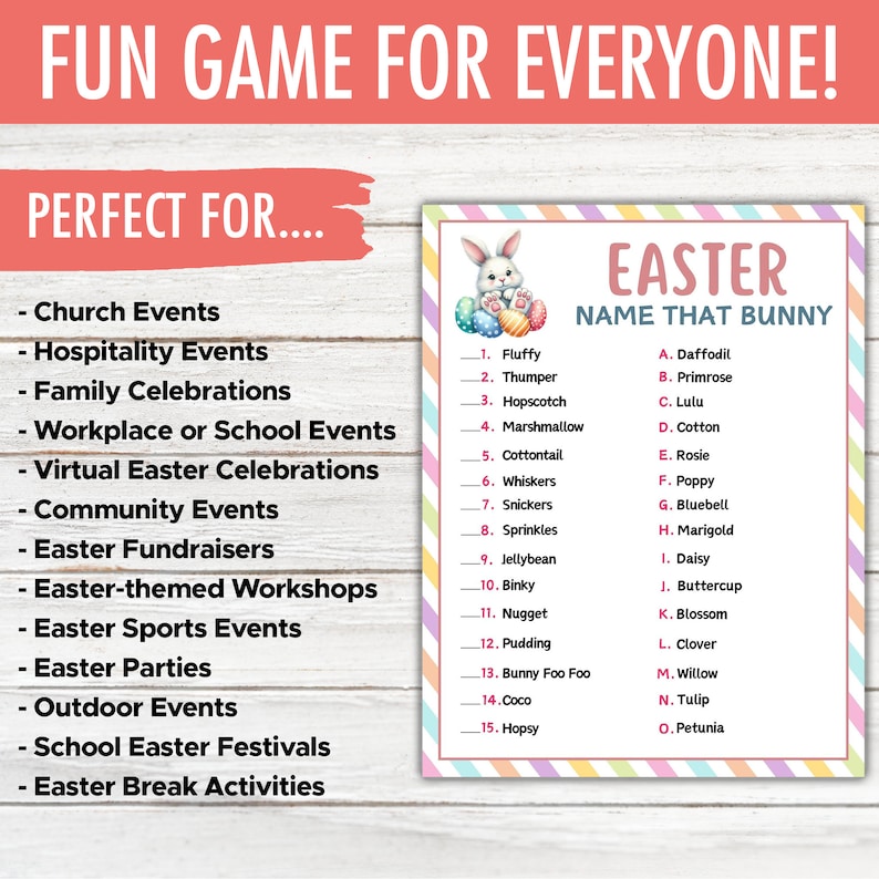 Name That Bunny Game Easter Trivia Game Spring Activity Easter Games ...