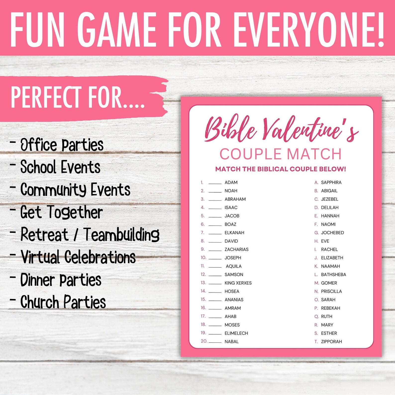 PDF Bible Couples Match Game, Marriage Bible Game, Valentine Bible Match Party Game, Bible Games ...