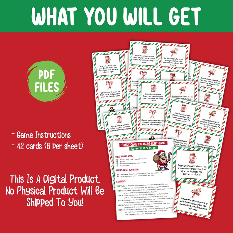 Candy Cane Christmas Treasure Hunt, Festive Party Game (digital ...