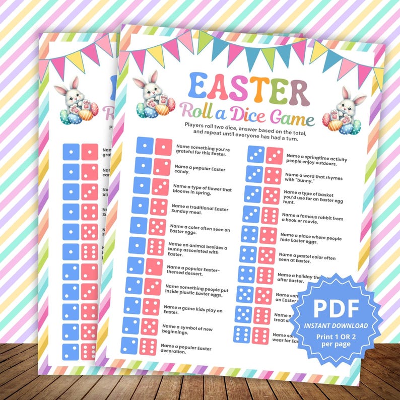 Easter Roll a Dice Game | Fun Family Activity (instant Download) - Etsy