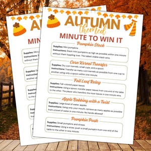 Fall Minute to Win It Games, Autumn Party (printable) - Etsy
