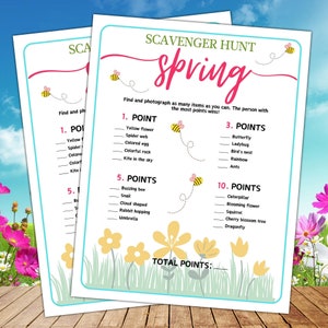 Spring Scavenger Hunt, Printable Spring Party Game for Kids & Adults ...