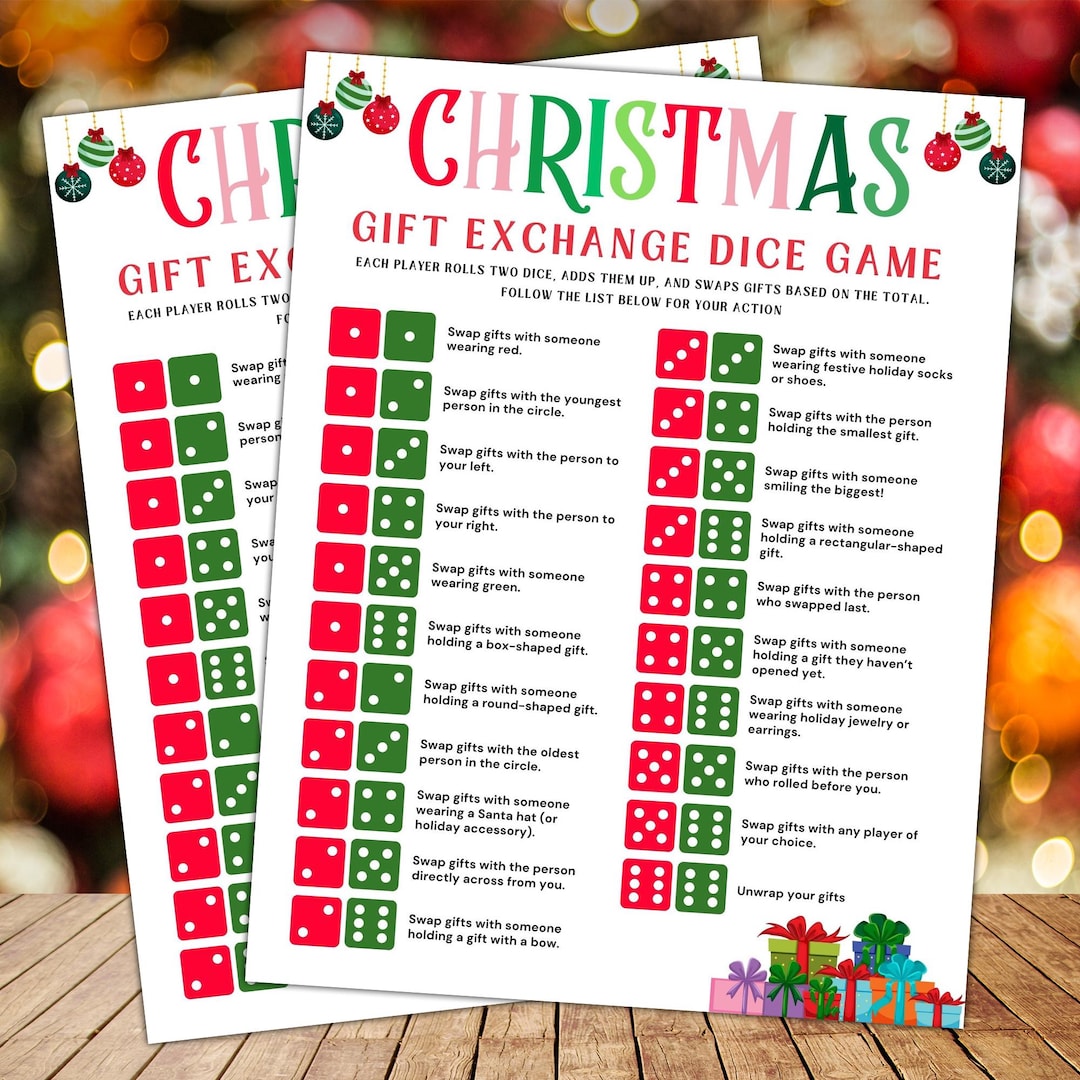 Roll the Dice Christmas Gift Exchange Game, Christmas Printable Game ...