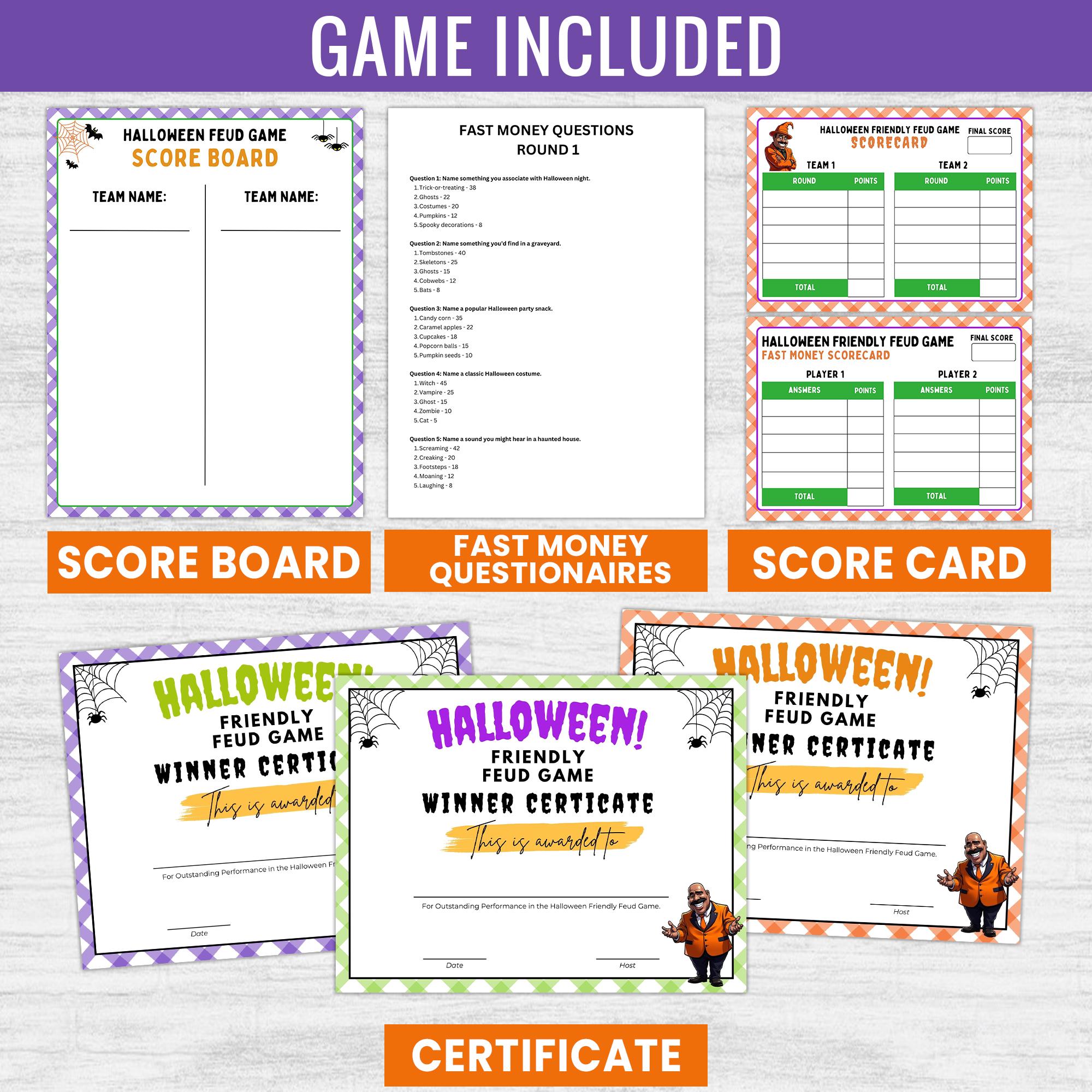 Halloween Friendly Feud Game | Office Party Halloween Game | Family ...