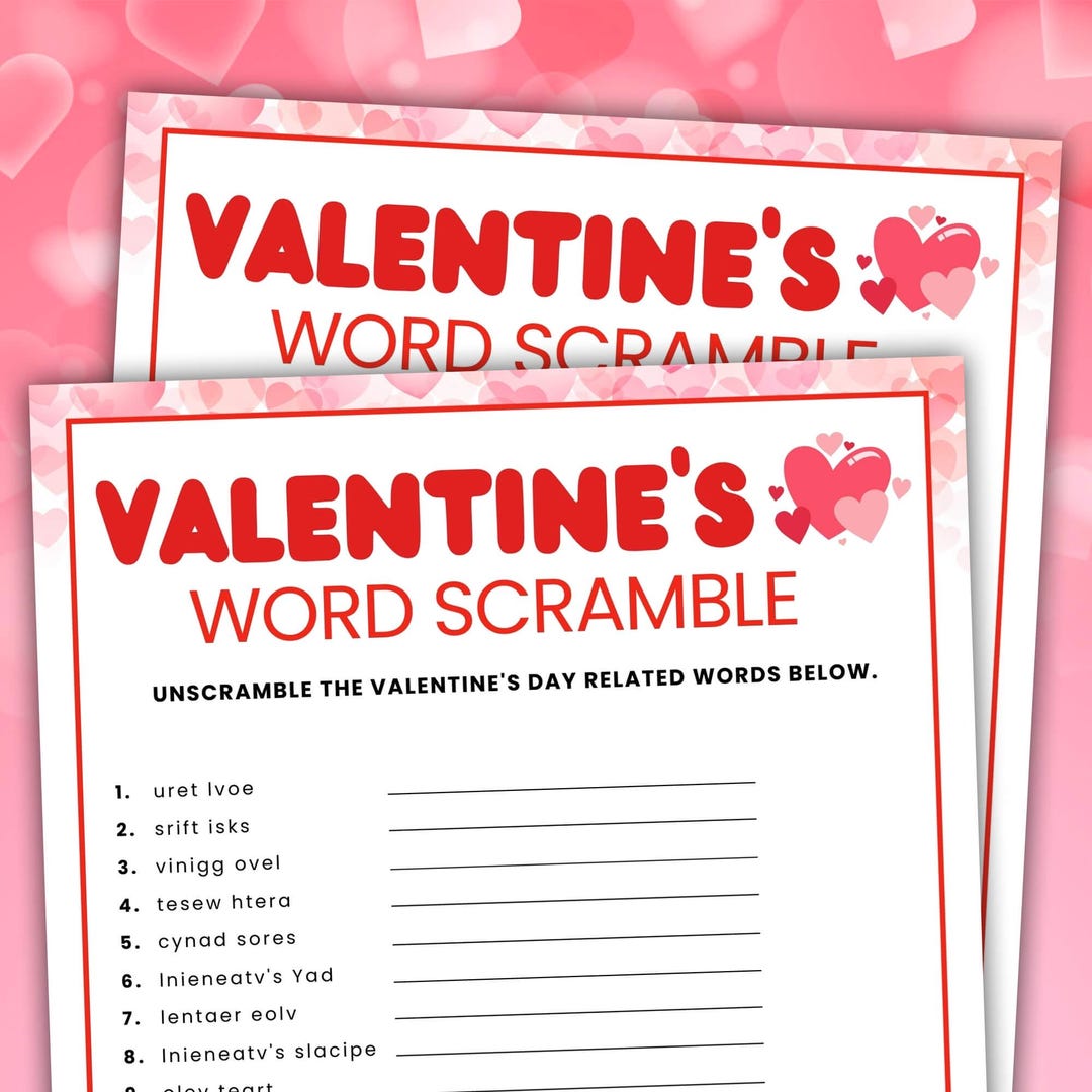 Fun Valentine's Day Game | Printable Valentine's Day Word Scramble ...