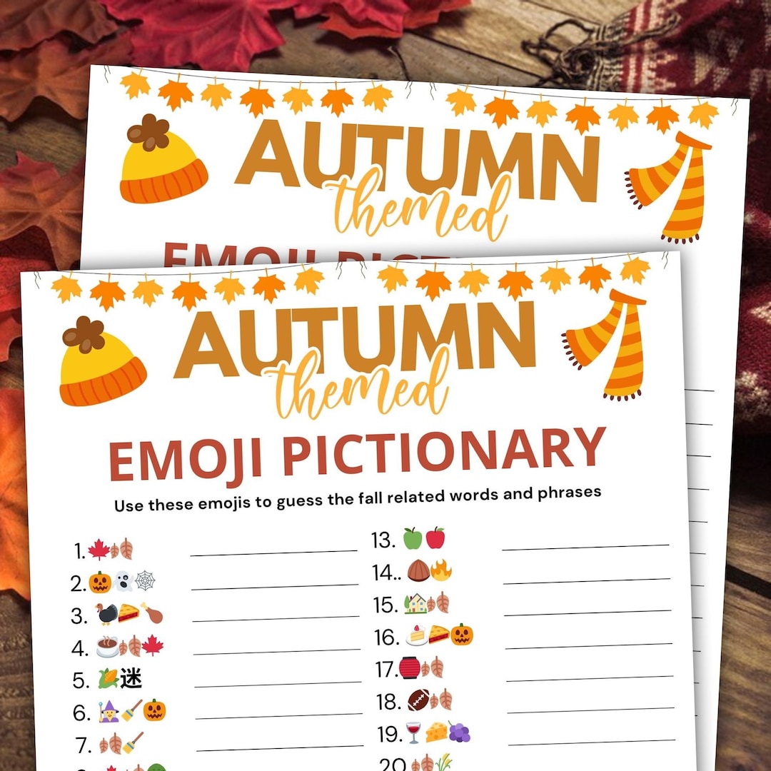 Fall Emoji Pictionary Game | Printable Autumn Games | Fall Time ...