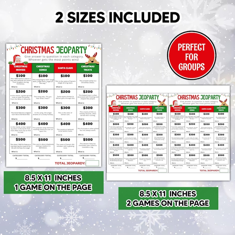 Christmas Games Jeopardy, Friendmas Jeoparty Game, Christmas Trivia ...