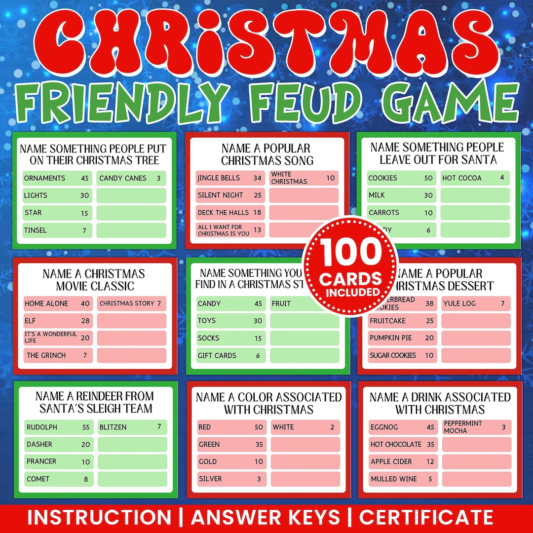 Christmas Friendly Feud Game, Printable Christmas Game, Christmas Party ...
