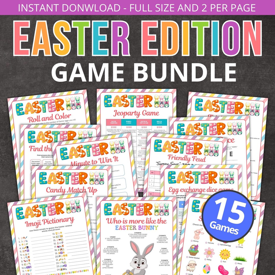 Easter Game Bundle | Printable Easter Games for Kids and Adults | Party ...