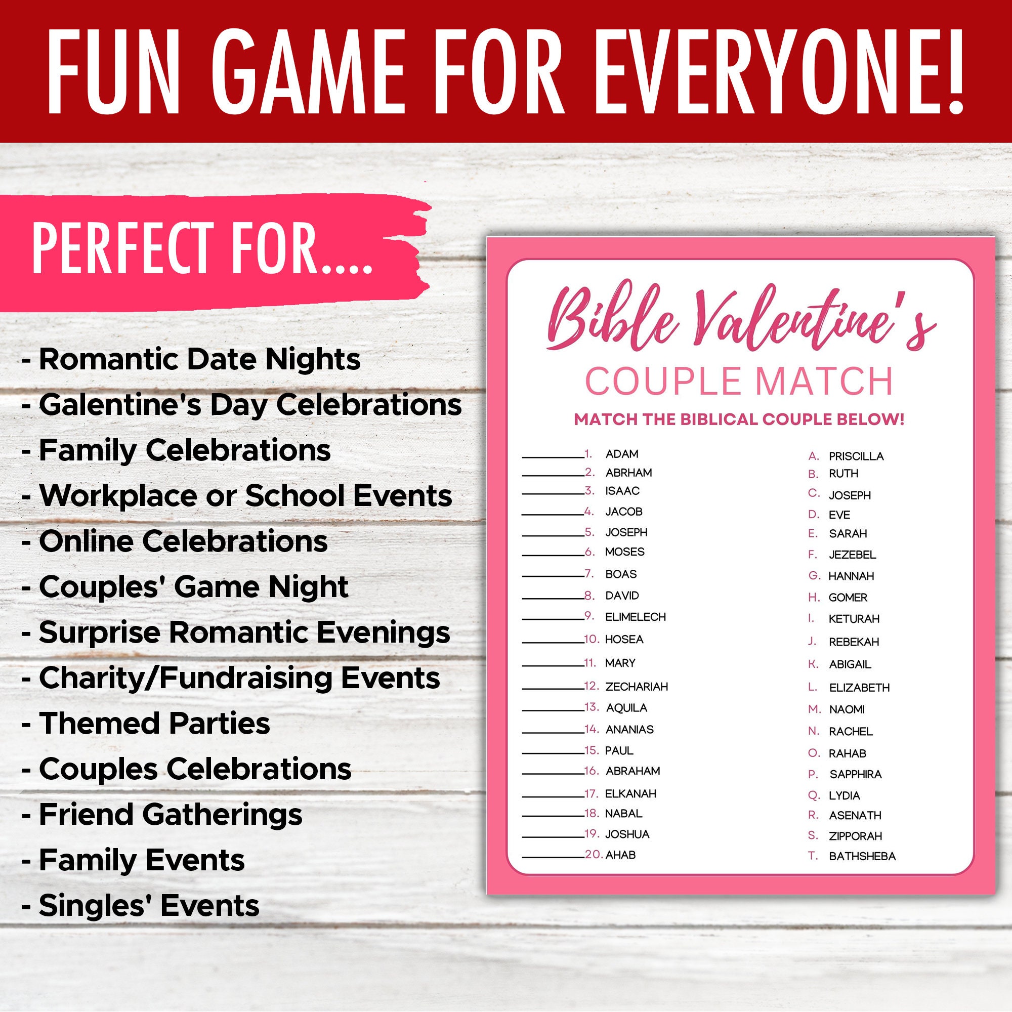 PDF Bible Couples Match Game, Marriage Bible Game, Valentine Bible ...