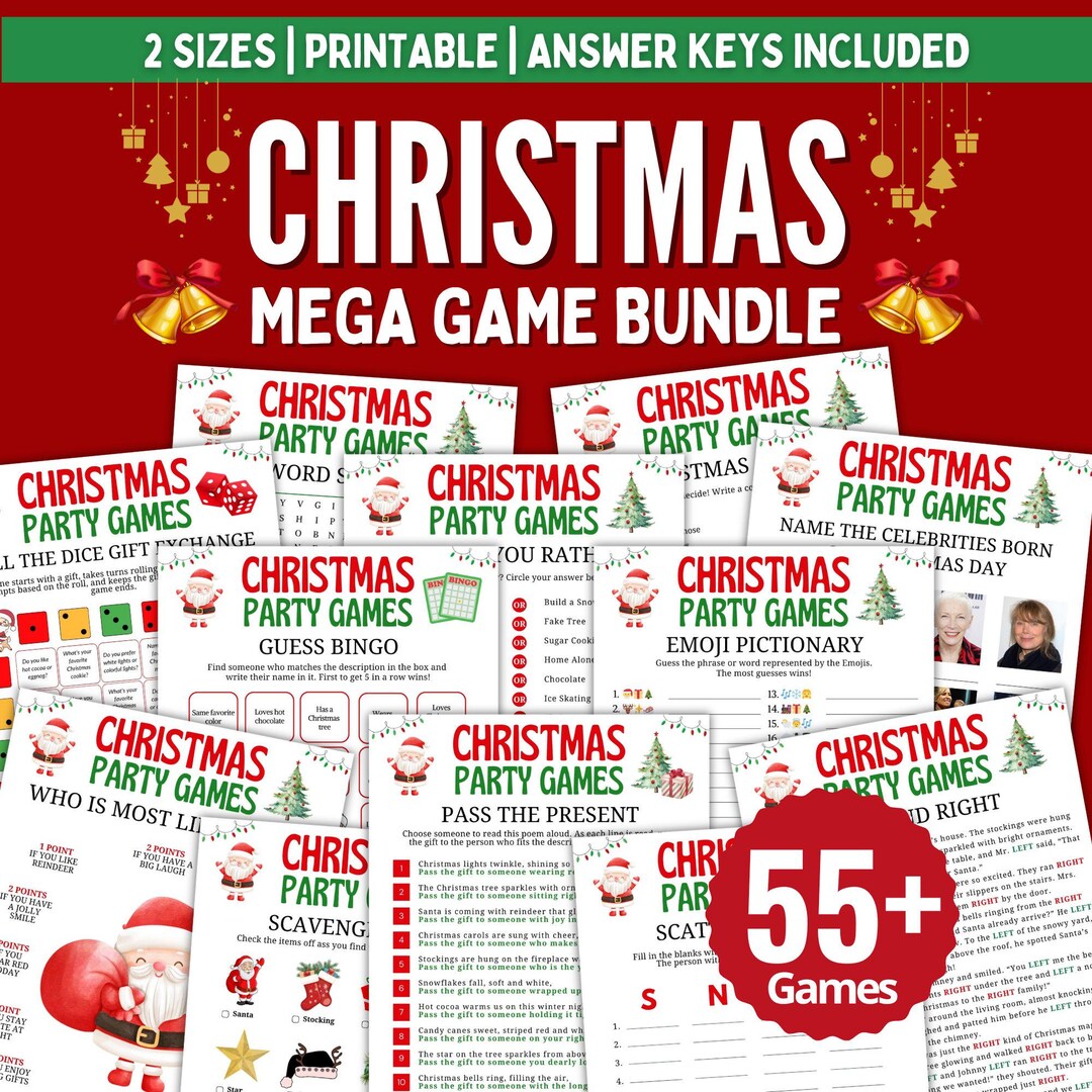 Christmas Mega Game Bundle, 55+ Printable Holiday Party Games (digital ...