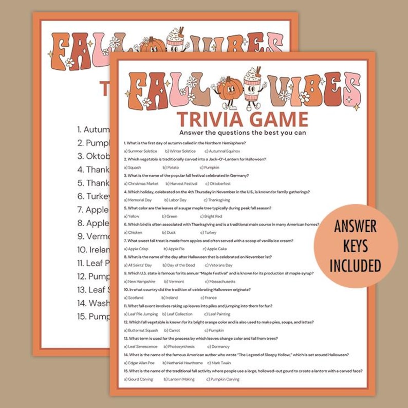 Fall Trivia Game | Printable Autumn Games | Autumn Game for Adults ...