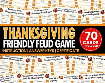 60 Thanksgiving Friendly Feud | Printable Thanksgiving Game | Fall ...