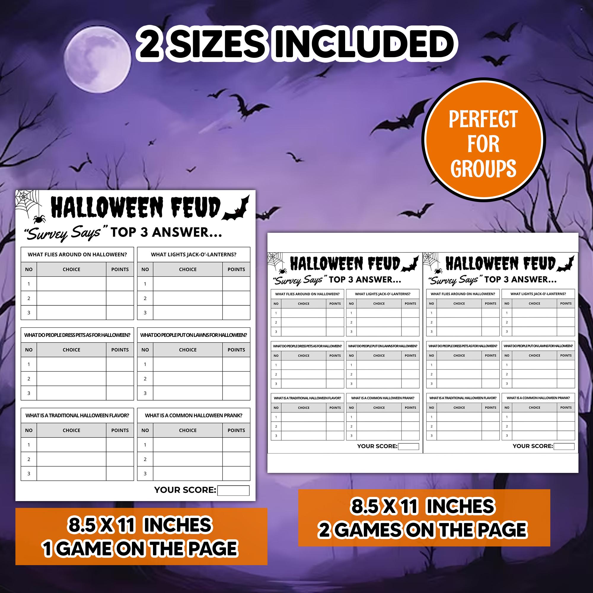 Halloween Friendly Feud Game, Printable Party Game (digital Download ...