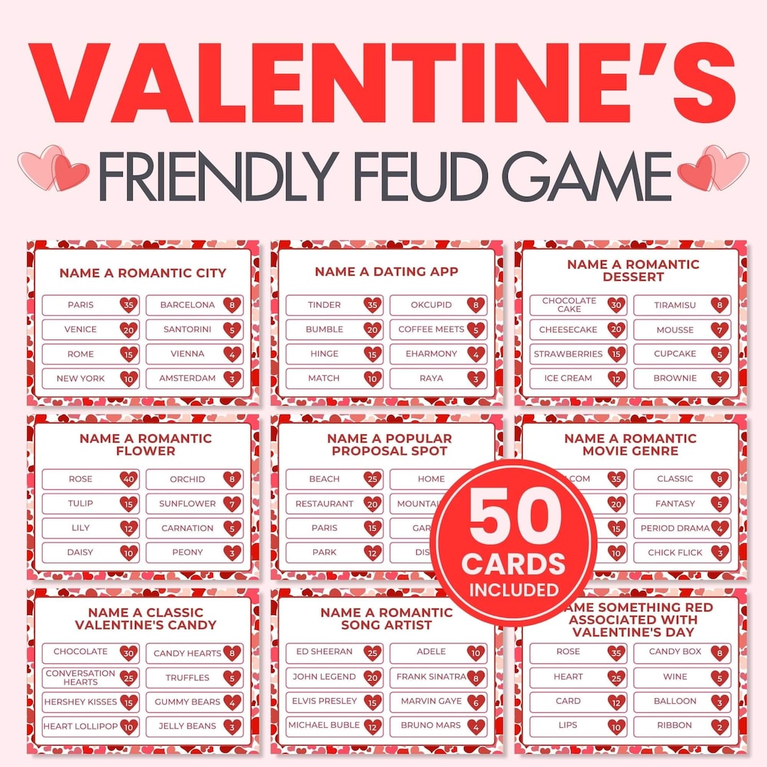 Valentines Friendly Feud Game | Office Party Valentines Game ...