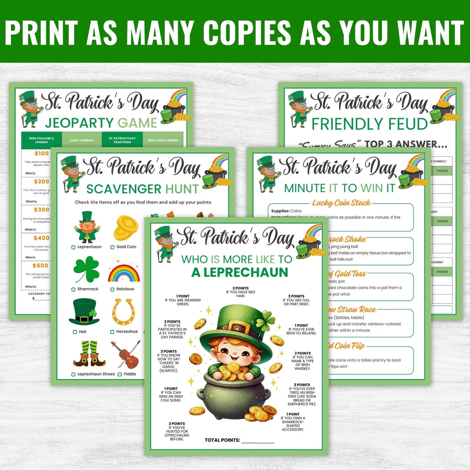 St.patrick's Day Game Bundle, St Patrick's Day Party Games, Printable ...
