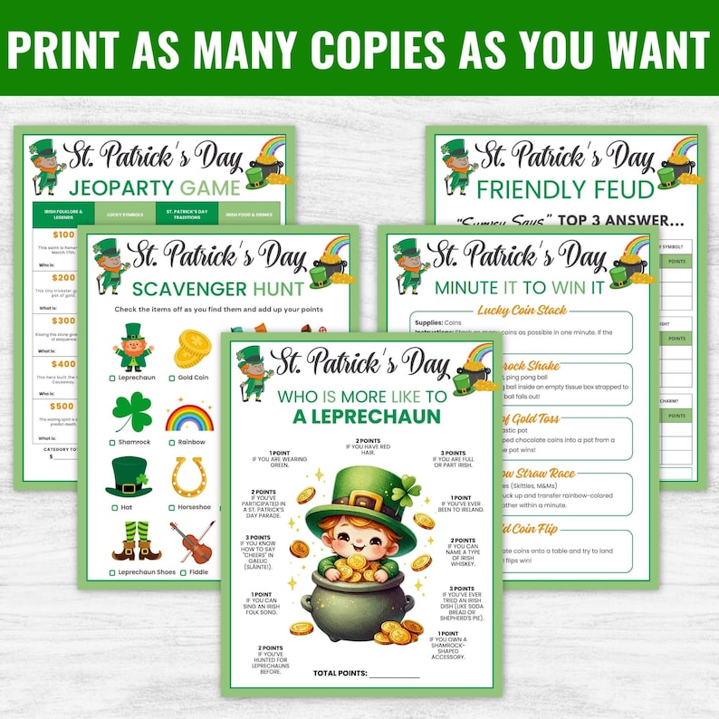 St.patrick's Day Game Bundle, St Patrick's Day Party Games, Printable ...