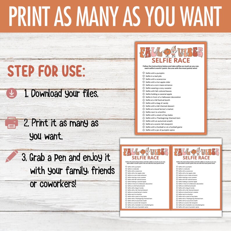 Fall Selfie Race Game | Printable Autumn Activity (digital Download) - Etsy