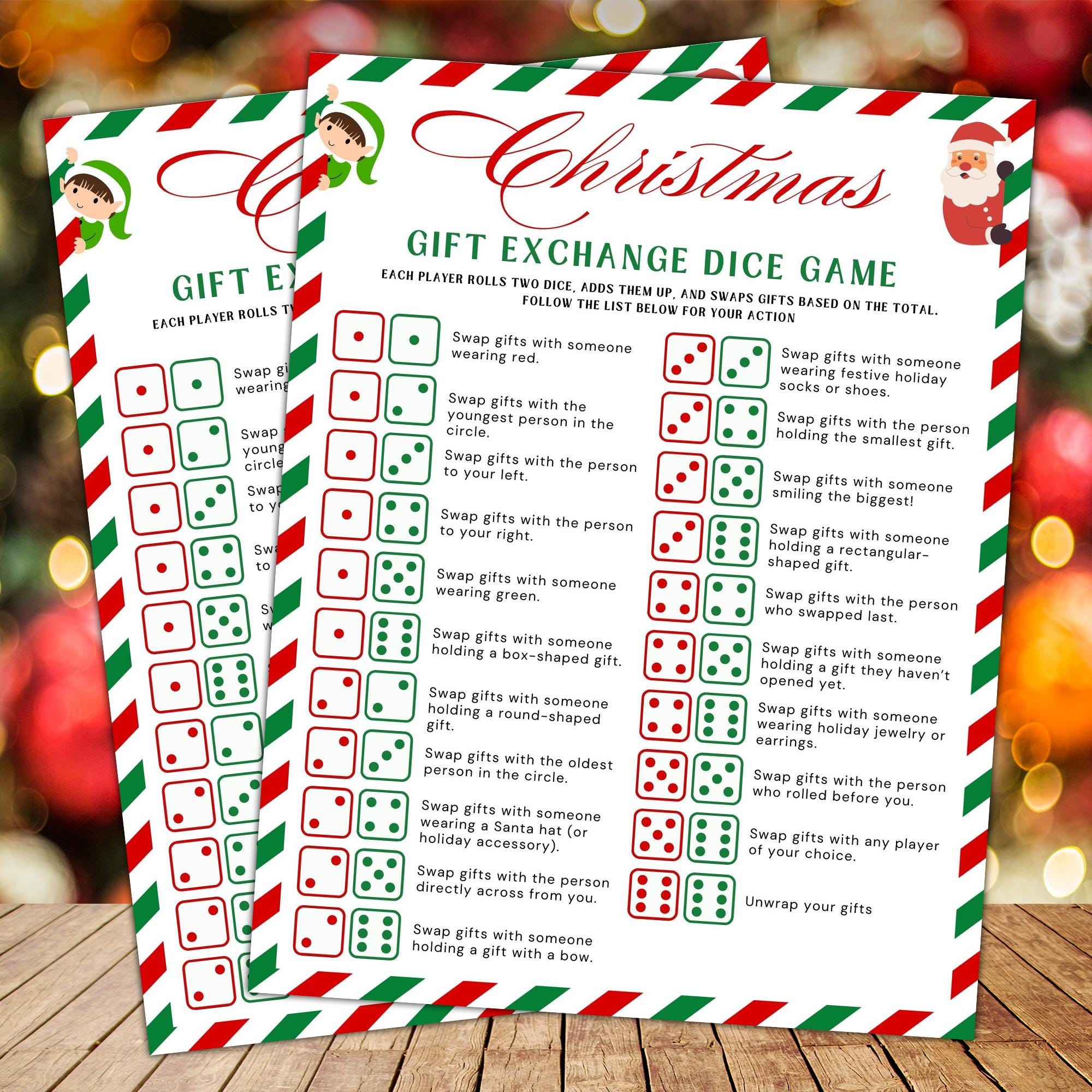 Christmas Gift Exchange Dice Game | Printable Christmas Party Group ...