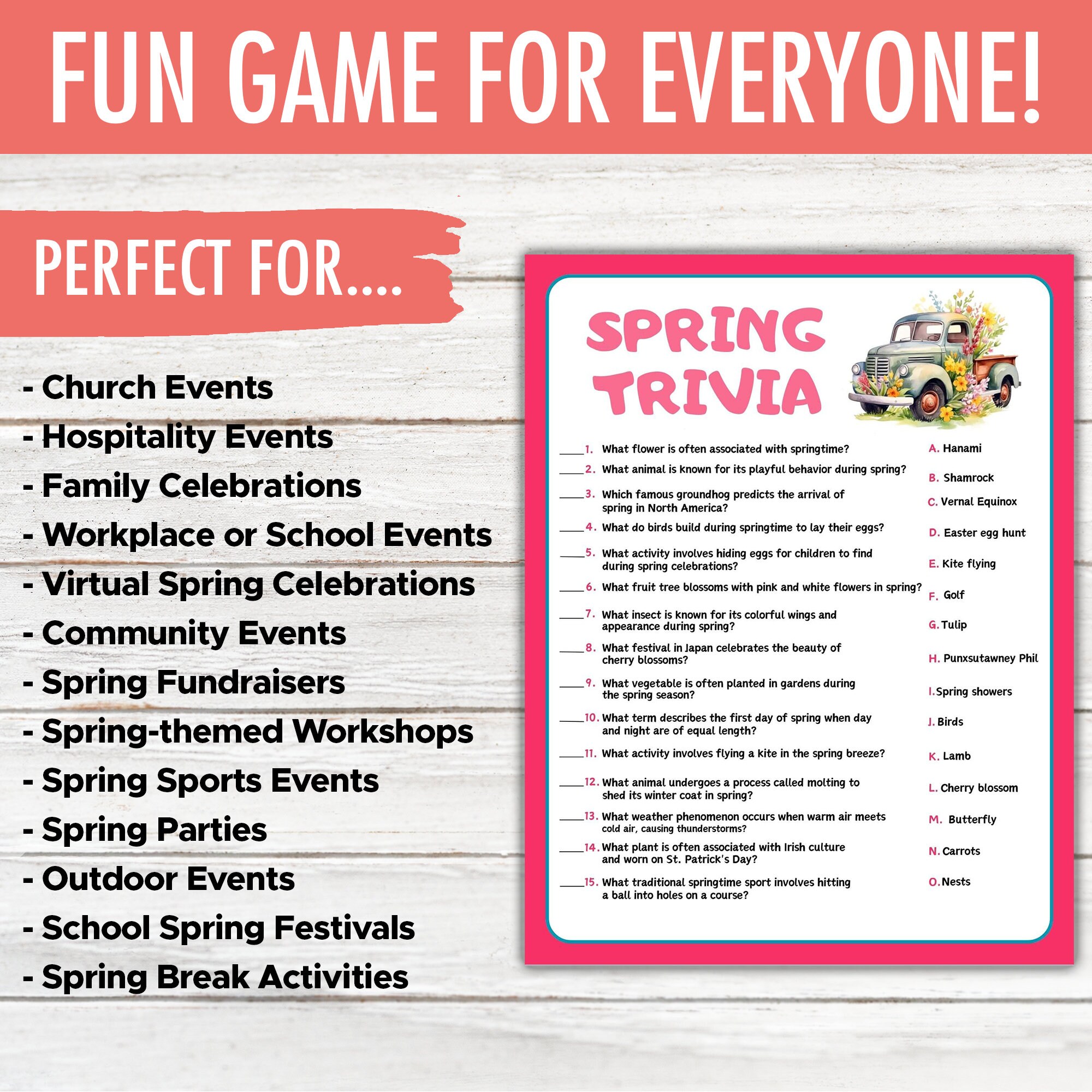 Spring Trivia Game, Printable Spring Game, Fun Spring Games, Spring ...