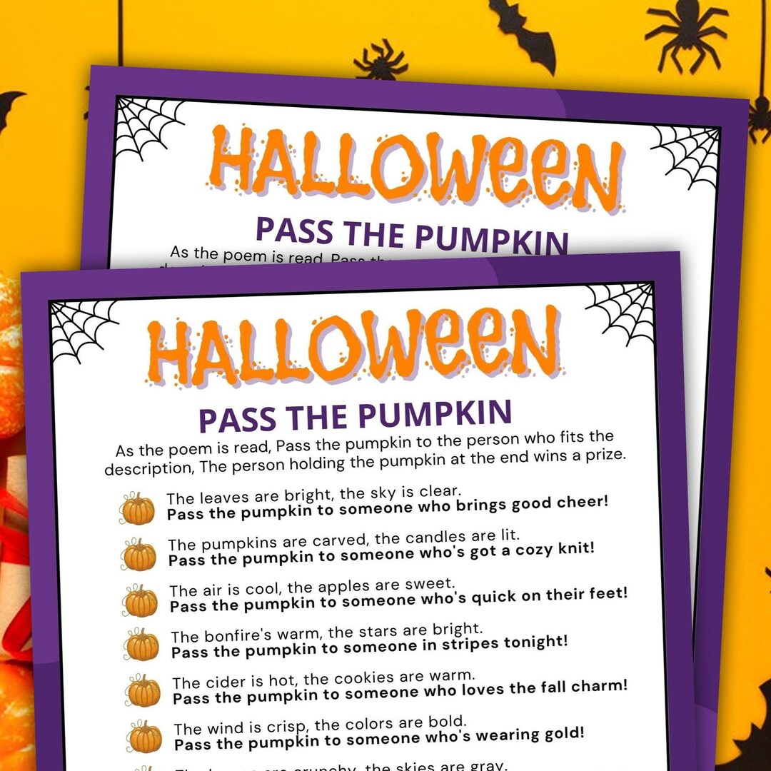 Pass the Pumpkin Game, Halloween Pass the Prize Game, Halloween Party ...