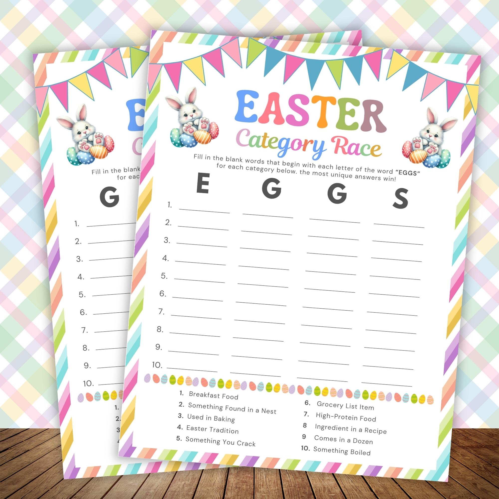 Easter Scattergories Game | Printable Family Fun (PDF) - Etsy