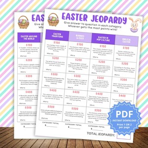 Easter Trivia Game, Easter Jeopardy, Easter Seniors Game, Easter School ...