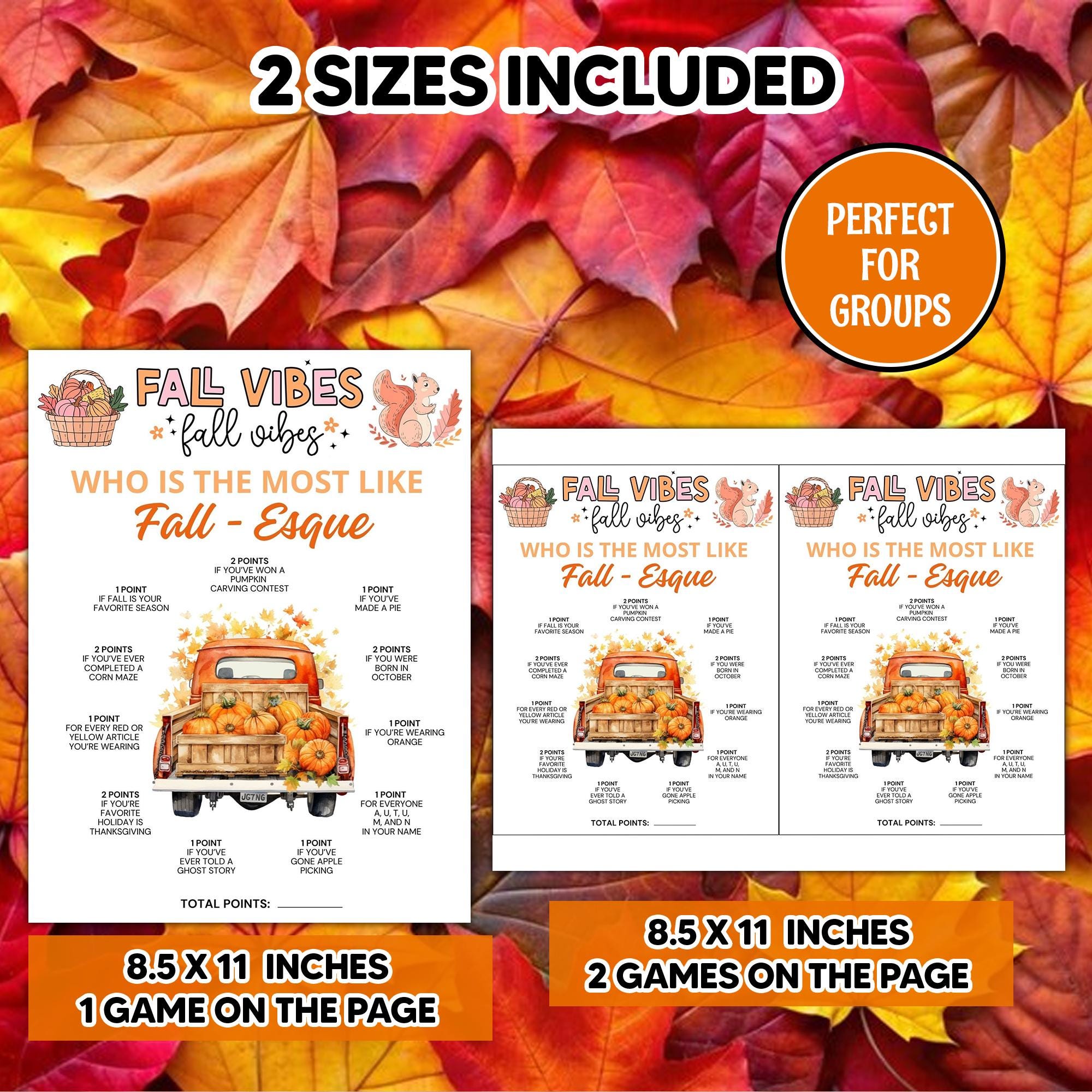 Fall Game, Who is Most Like Fall Game, Fall Game for Kids and Adults ...