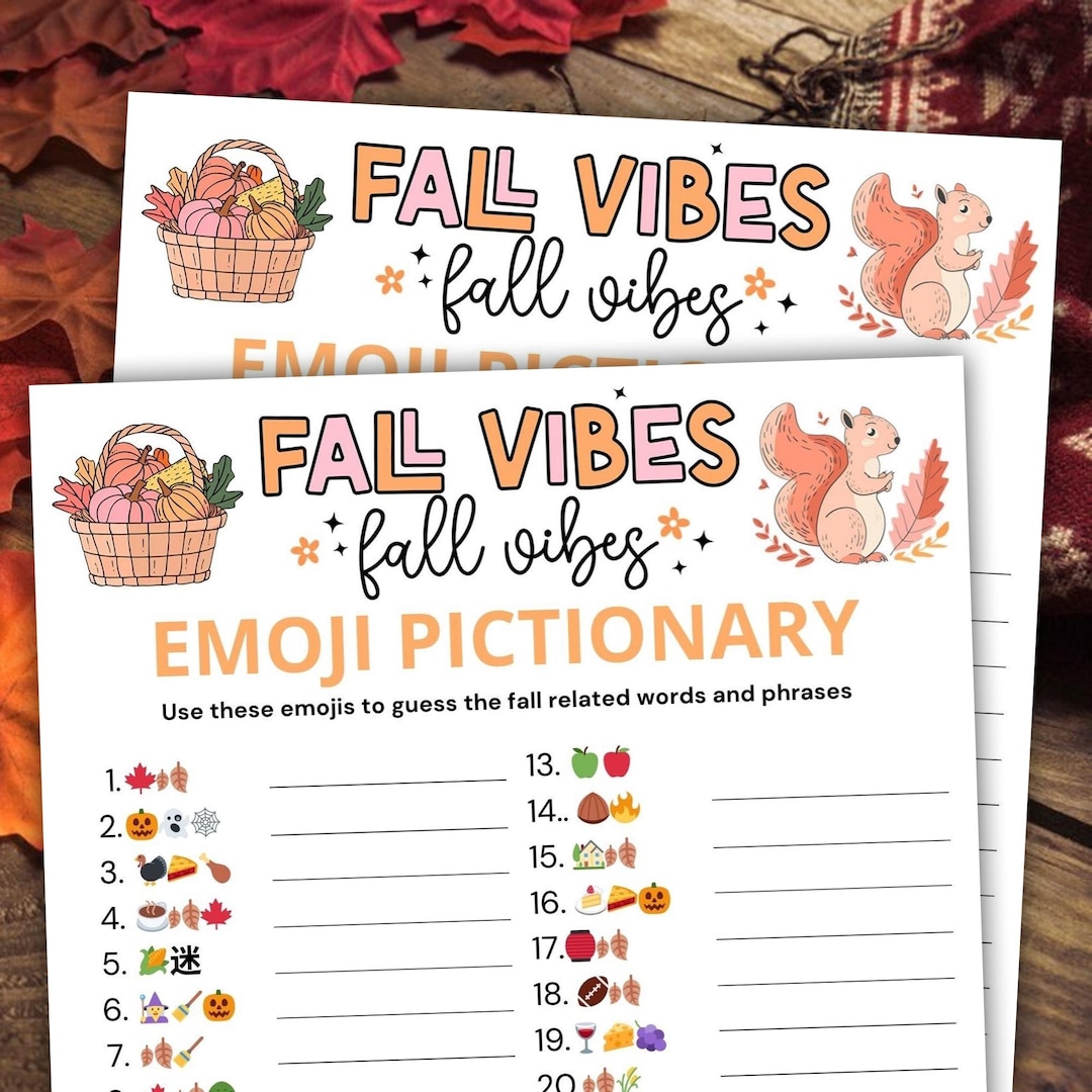 Fall Emoji Pictionary Game Printable Autumn Games Fall Time Activities ...