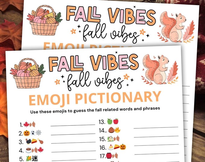 Autumn Emoji Pictionary, Printable Fall Party Games, Fall Activities ...