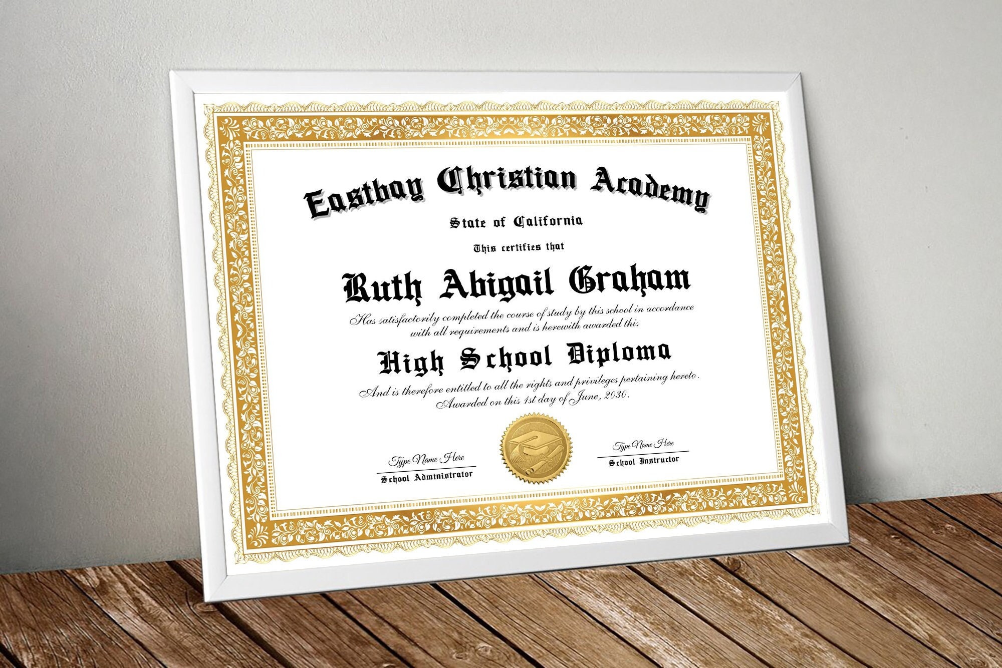 DIY Editable Diploma Customizable Highschool, Homeschool, College or ...
