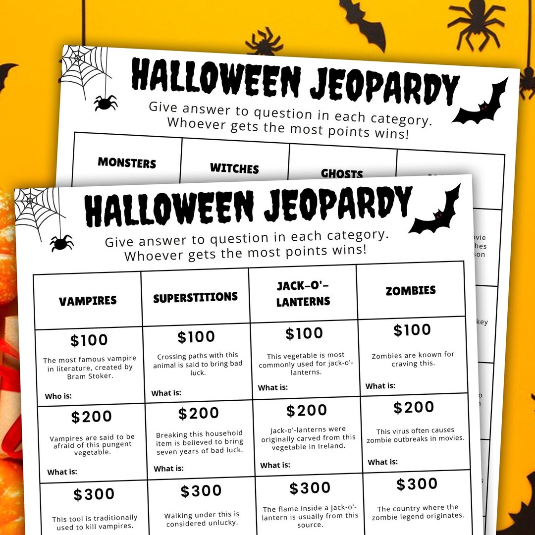 Printable Halloween Jeopardy Game, Family Trivia (digital Download) - Etsy
