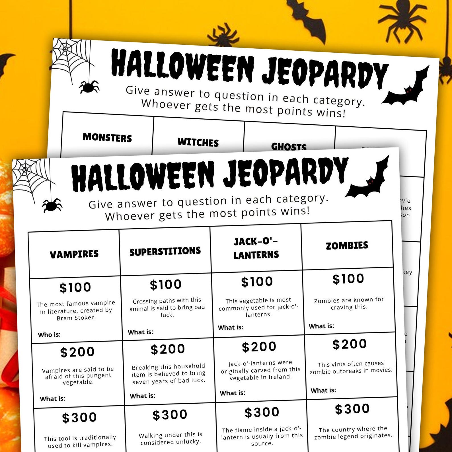 Halloween Jeopardy Game, Halloween Trivia Game, Halloween Icebreaker ...