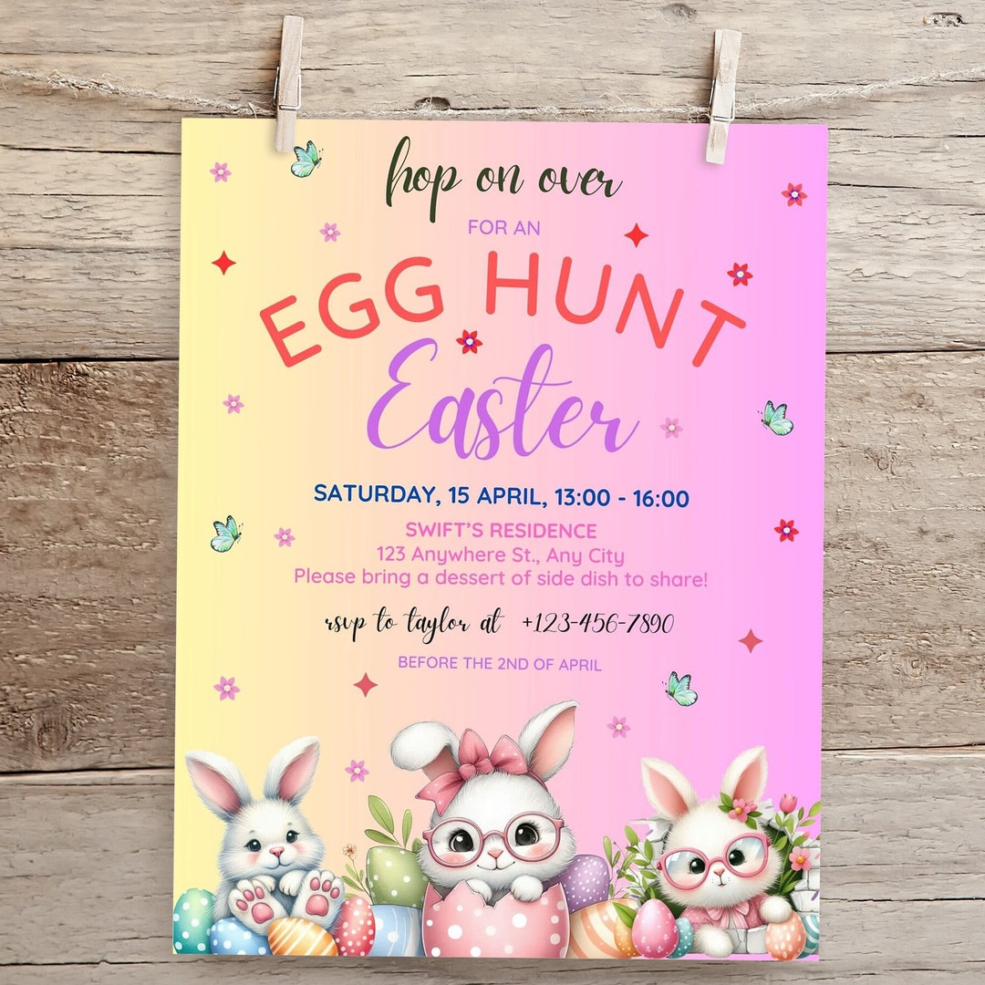 Editable Easter Egg Hunt Invitation, Bunny Design (digital Download) - Etsy