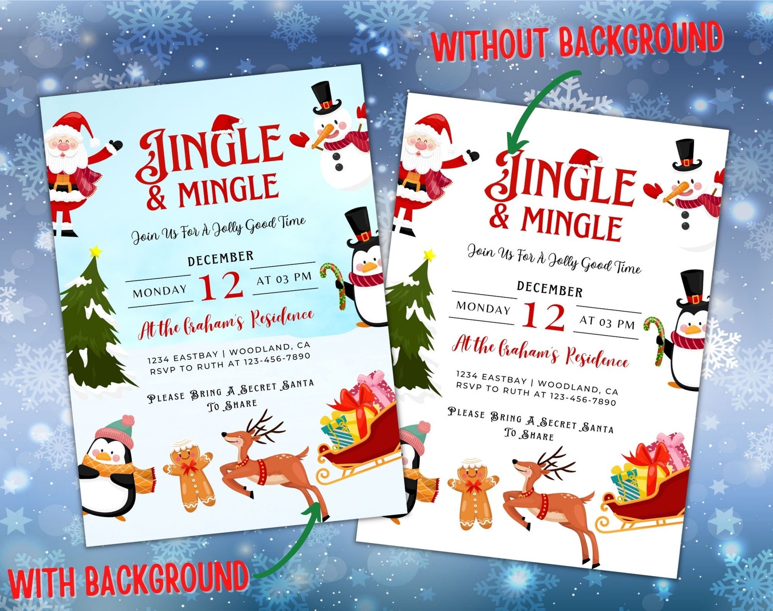 Jingle and Mingle Christmas Party Invitation Editable Kids - Etsy