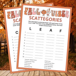 Scattergories Fall Printable Game, Autumn Games Printable, Fall Games ...