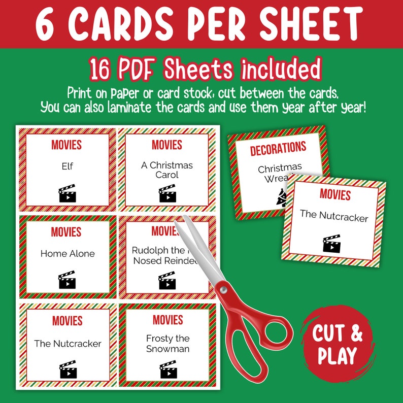 Christmas Charades Christmas Party Game for Adults and Kids Christmas ...