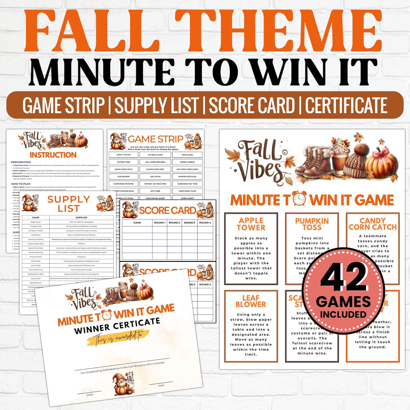 Fall Minute to Win It Games, Autumn Group Party Games for Kids, Teens ...