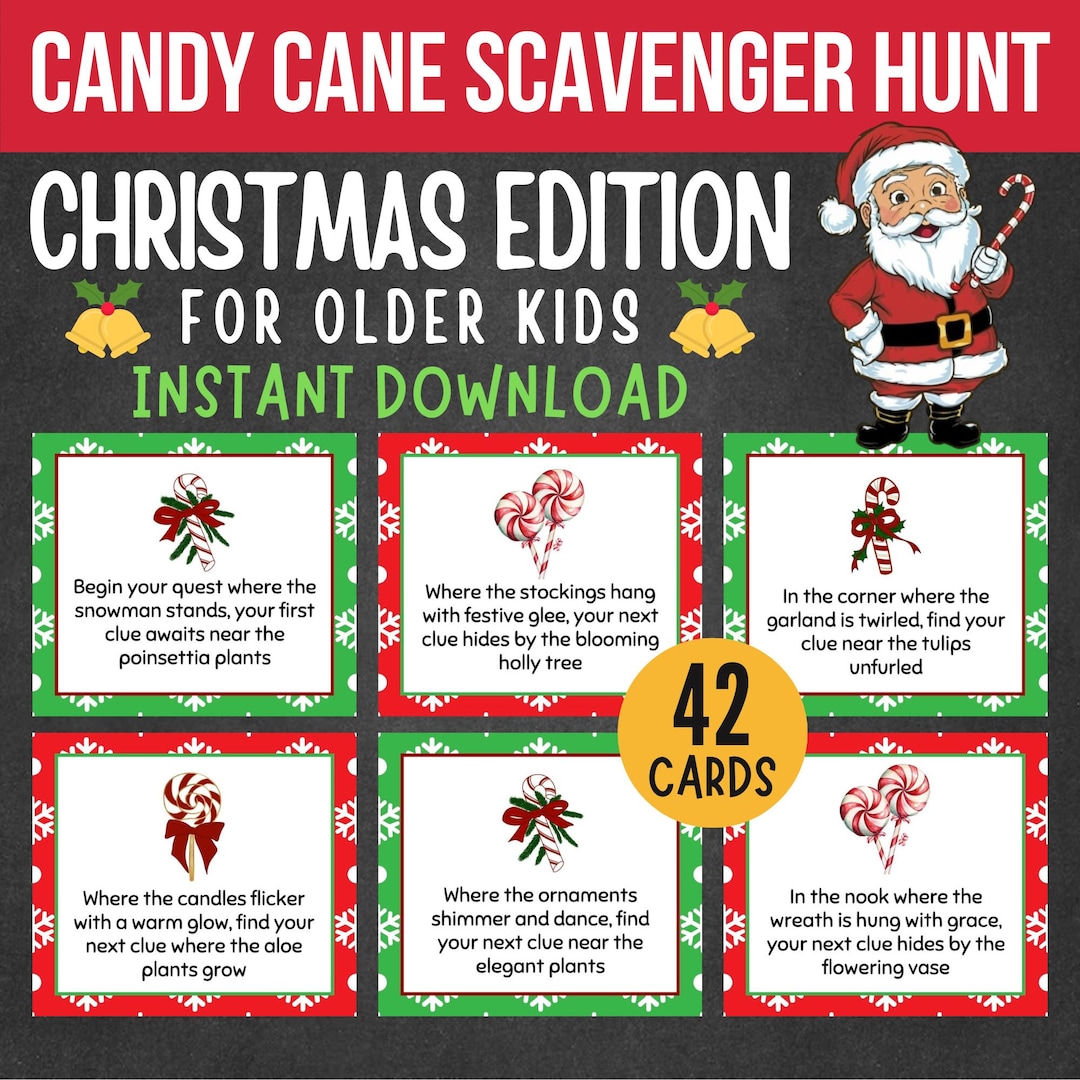 Candy Cane Treasure Hunt, Christmas Treasure Hunt, Candy Cane Christmas ...